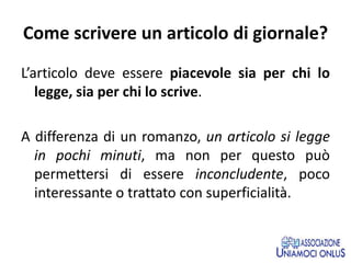 Come scrivere un articolo di giornale | PPTX