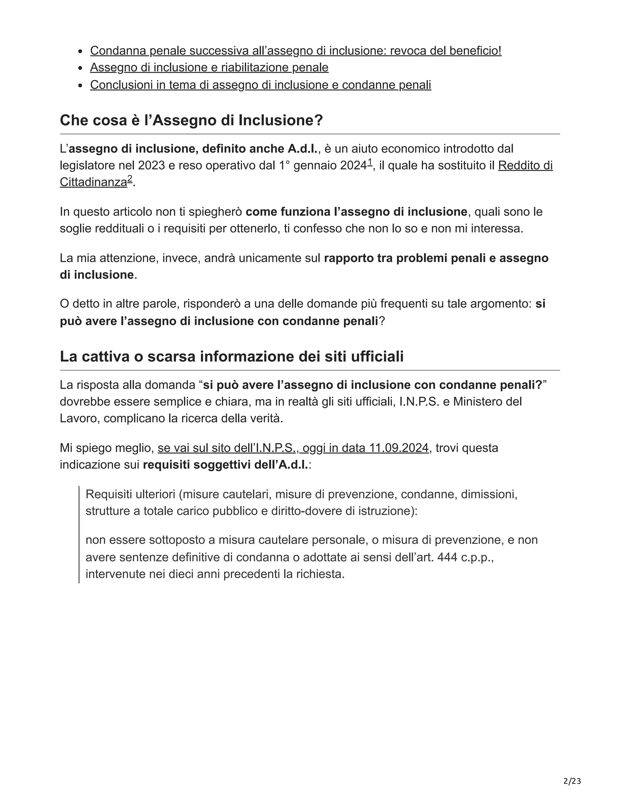 Assegno di inclusione e condanne penali: la guida definitiva per non ...