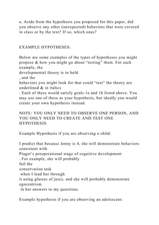 Articulating and Testing a HypothesisGoals of the assignment.docx