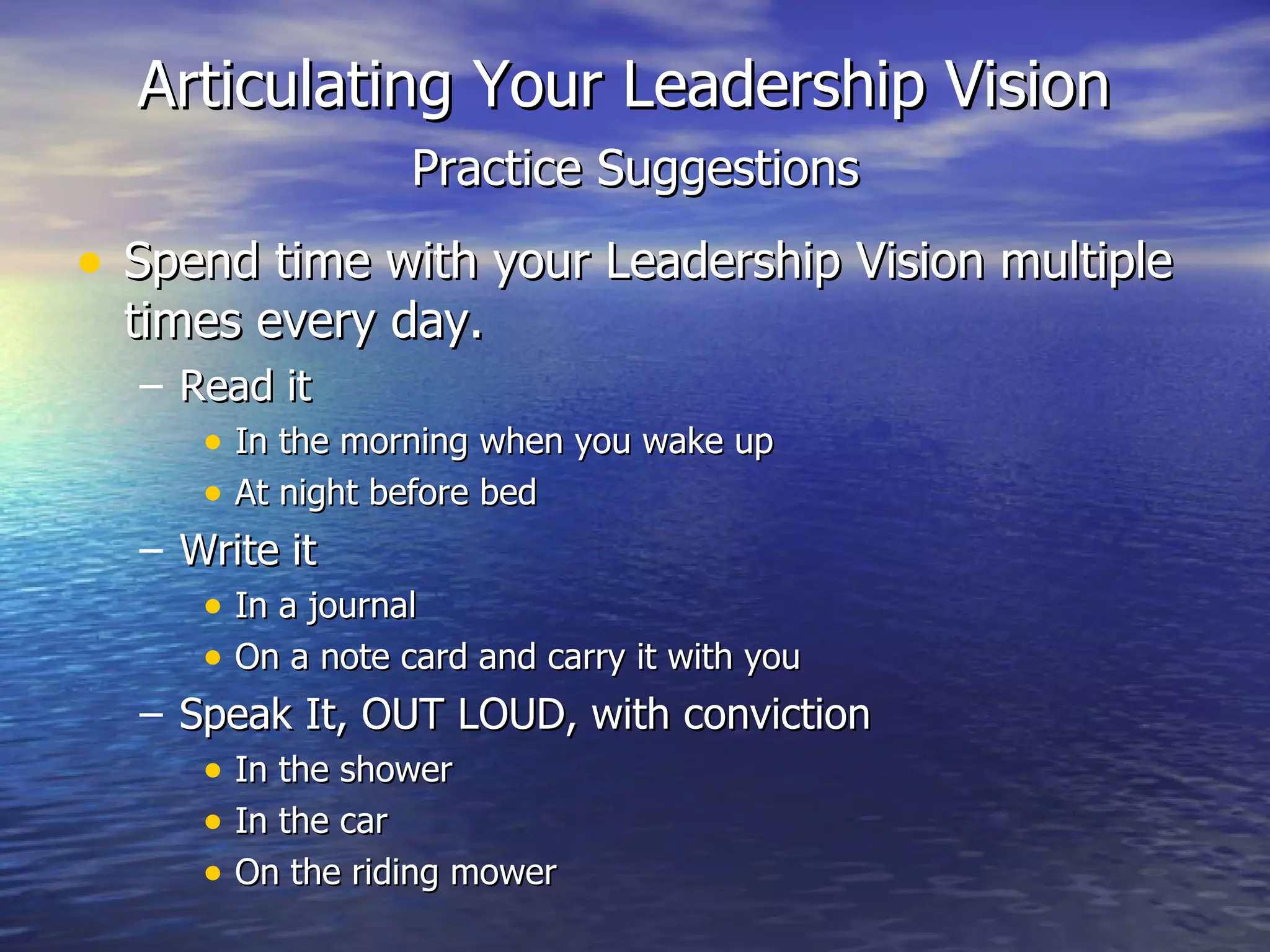 Articulating your Leadership Vision | PPT