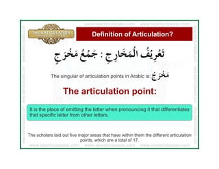 Articulation Points of Arabic Alphabet Letters, Makharij ul Huruf | PDF