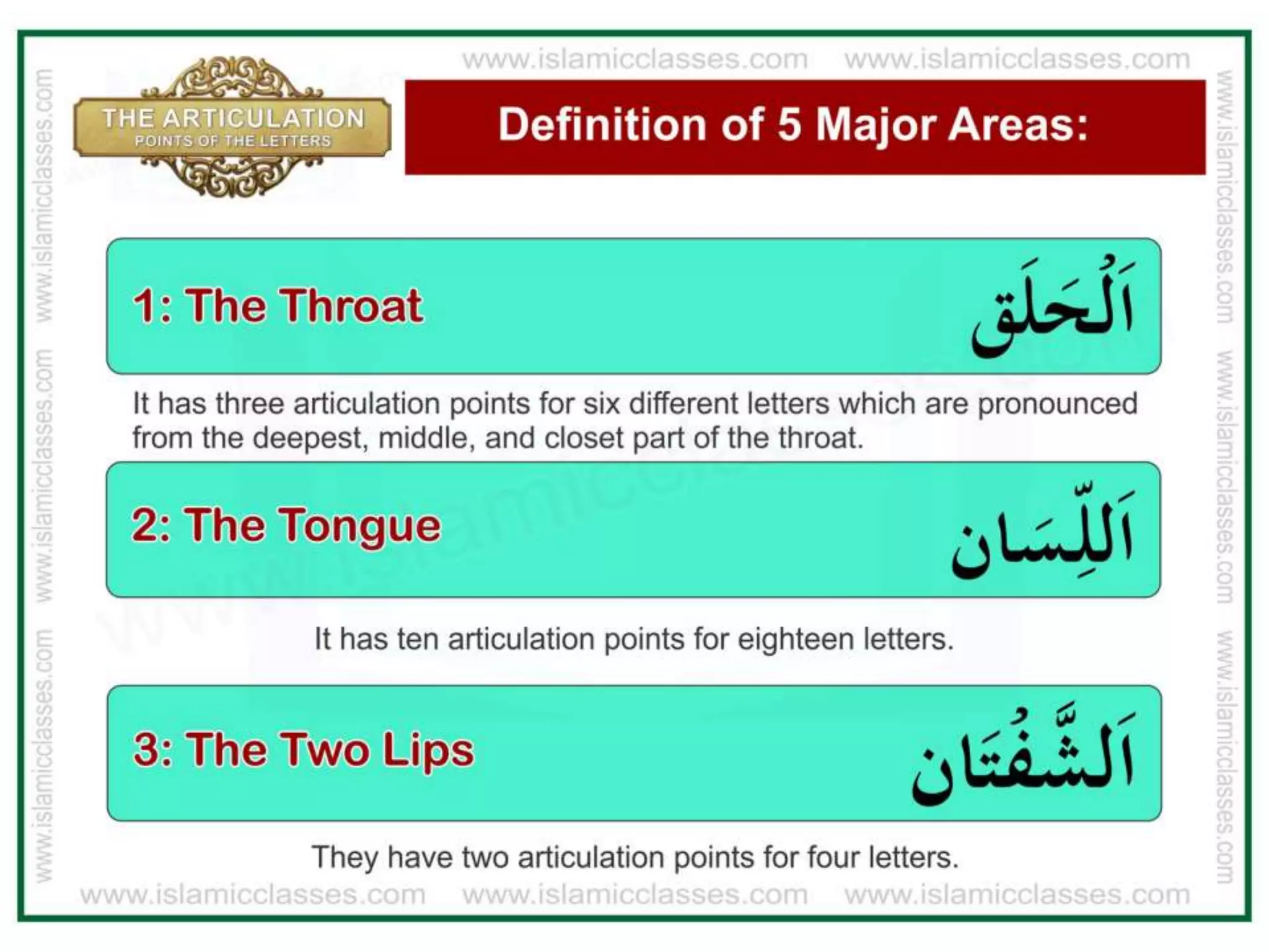 Articulation Points of The Letter - Tajweed Makharij al Huruf pdf | PPTX