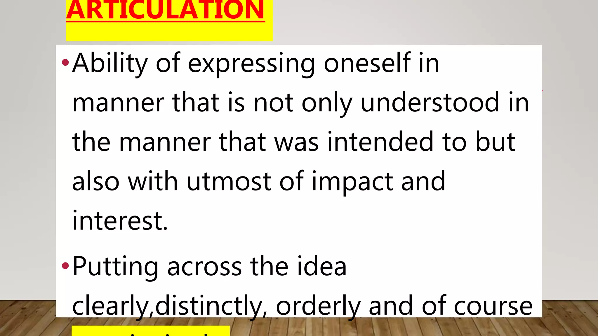 Articulation skills | PPTX