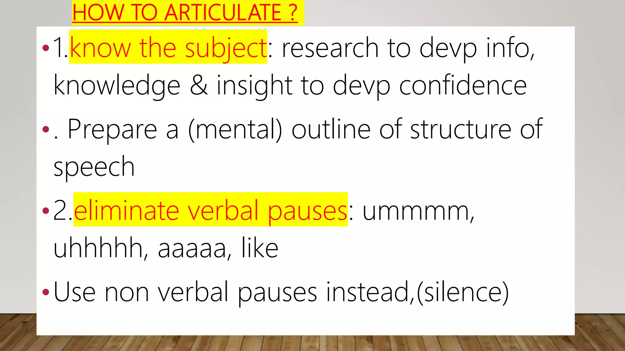 Articulation skills | PPTX