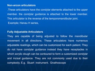 ARTICULATORS , PARTS AND CLASSIFICATIONS.ppt
