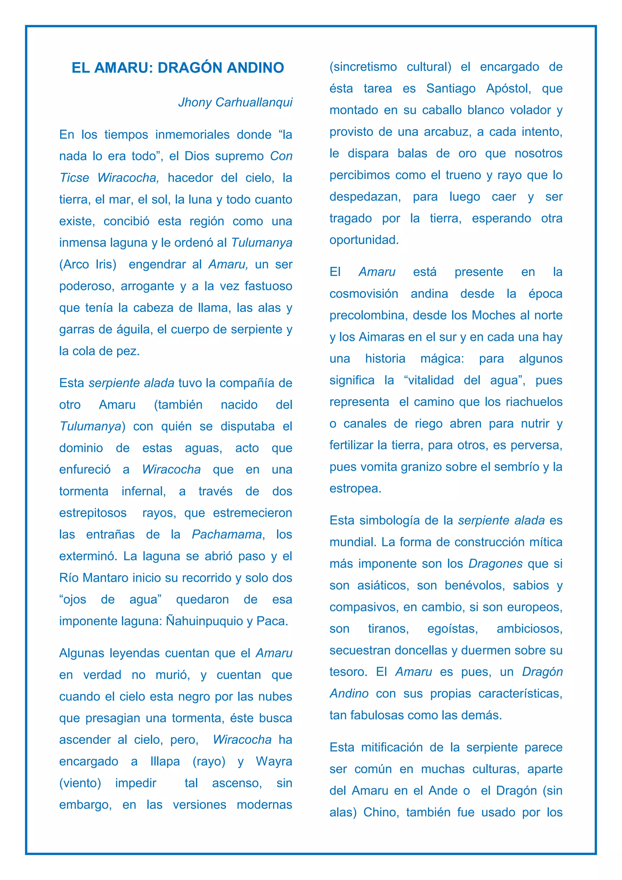 EL AMARU - Dragón Andino | PDF