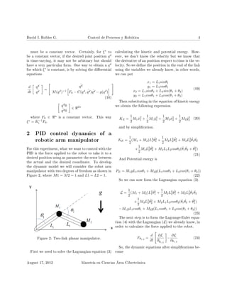 PID control dynamics of a robotic arm manipulator with two degrees of ...