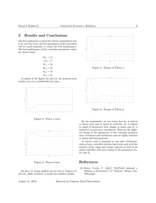 PID control dynamics of a robotic arm manipulator with two degrees of ...