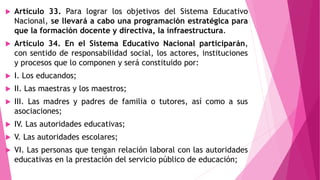 ARTICULO 29 AL 34 DE LA LEY GENERAL DE EDUCACION | PPTX