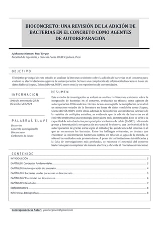 BIOCONCRETO: UNA REVISIÓN DE LA ADICIÓN DE BACTERIAS EN EL CONCRETO ...