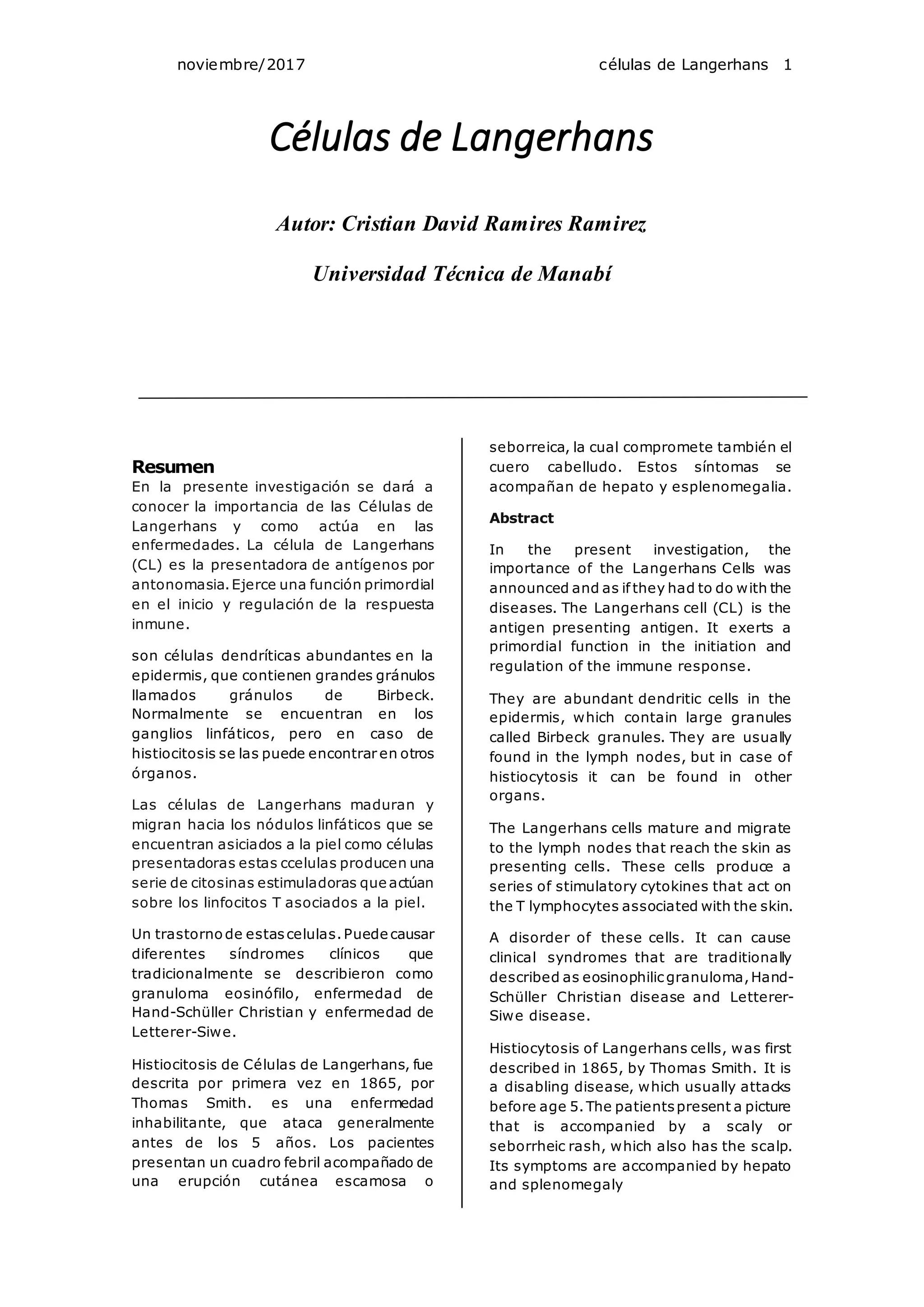 células de langerhans | DOCX | Skin and Dermatology | Diseases and ...