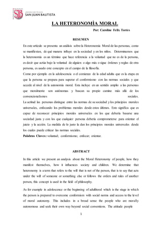La Heteronomía Moral | DOCX | Family and Relationships