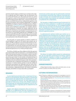 Genéricos:¿son iguales que los medicamentos de marca? | PDF
