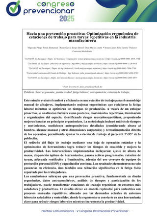 Hacia una prevención proactiva: optimización ergonómica de estaciones ...