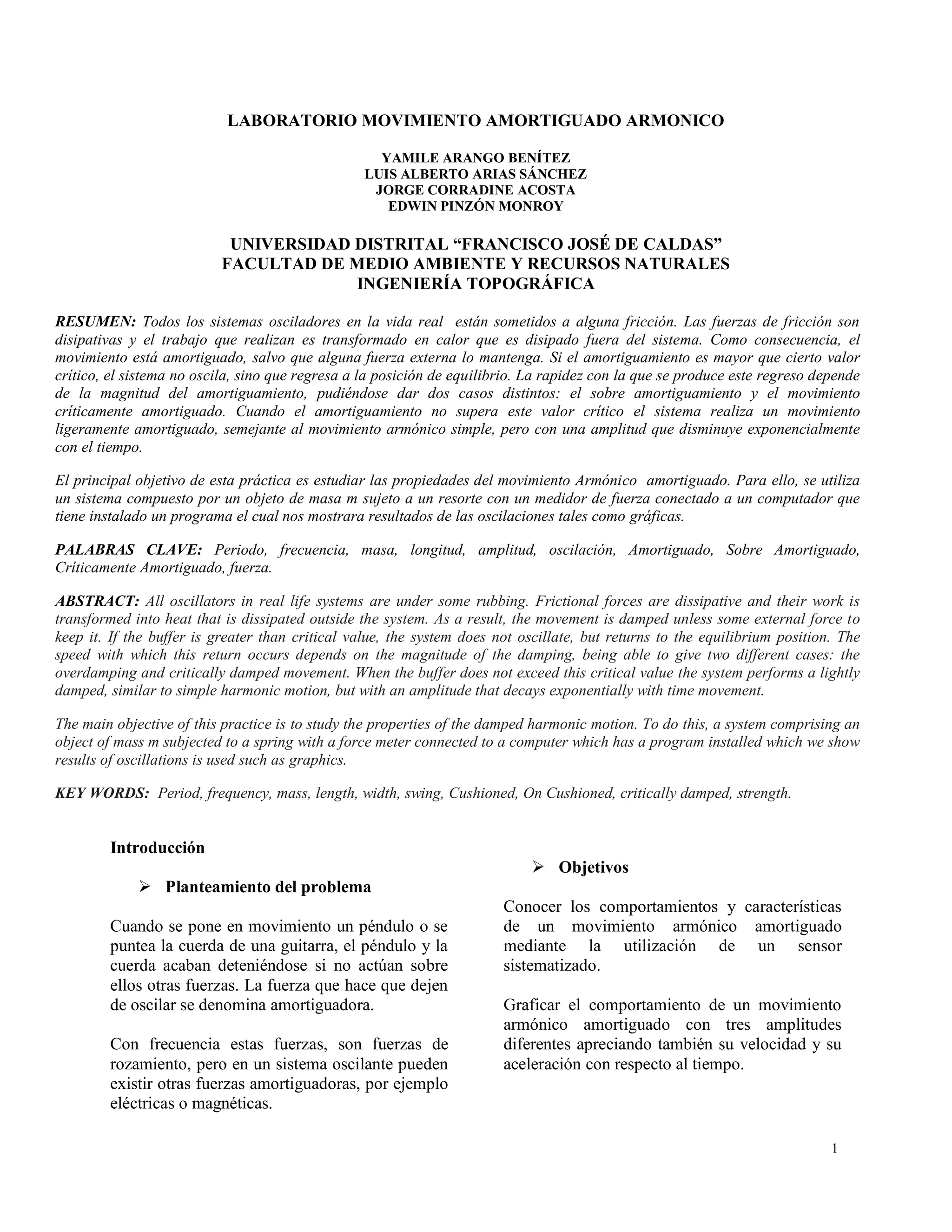 movimiento amortiguado armonico | PDF