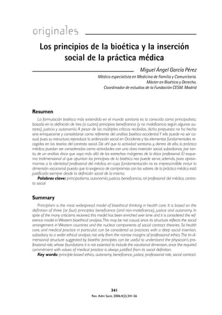 Los Principios de la Bioética y su Impacto en la Práctica Médica Social ...