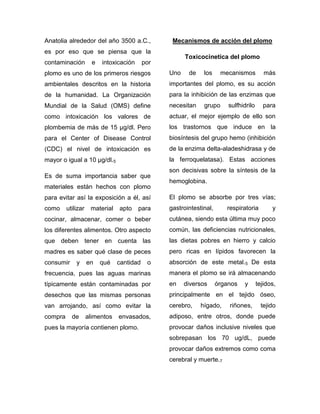 Intoxicación Alimentaria por plomo | PDF