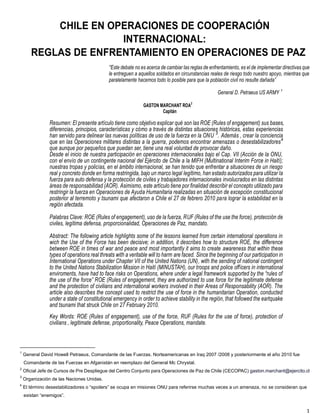 Rules of Engagement in Peacekeeping - ROE en Operaciones de Paz | PDF