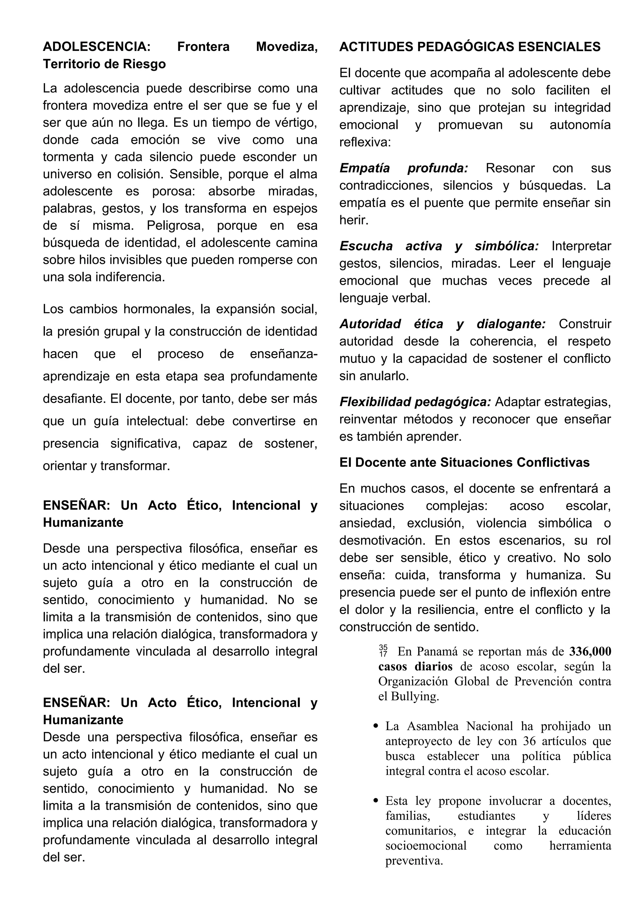 ARTICULO: ROL DEL DOCENTE EN PROCESO DE ENSEÑANZA DEL ADOLESCENTE | DOCX