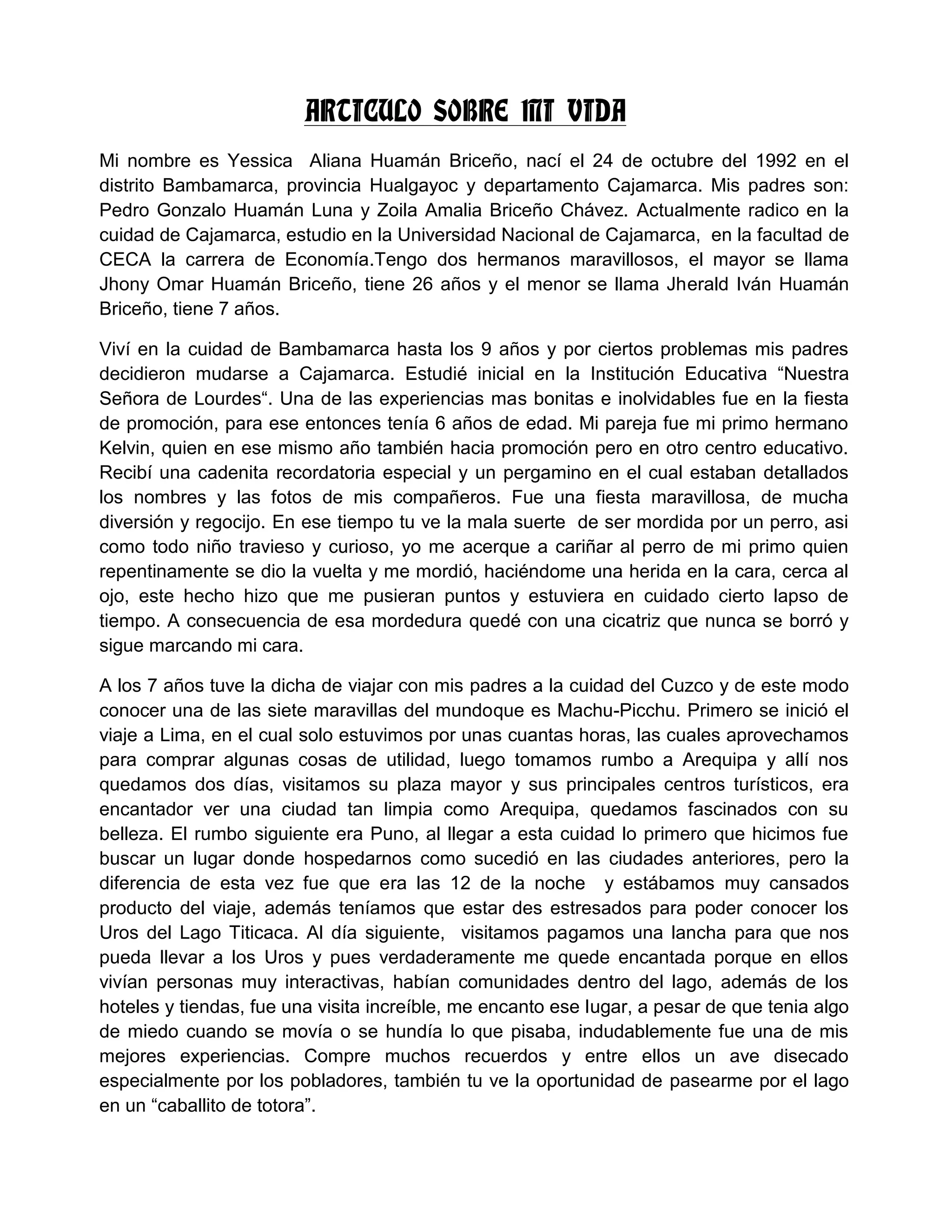 Articulo sobre mi vida | DOCX