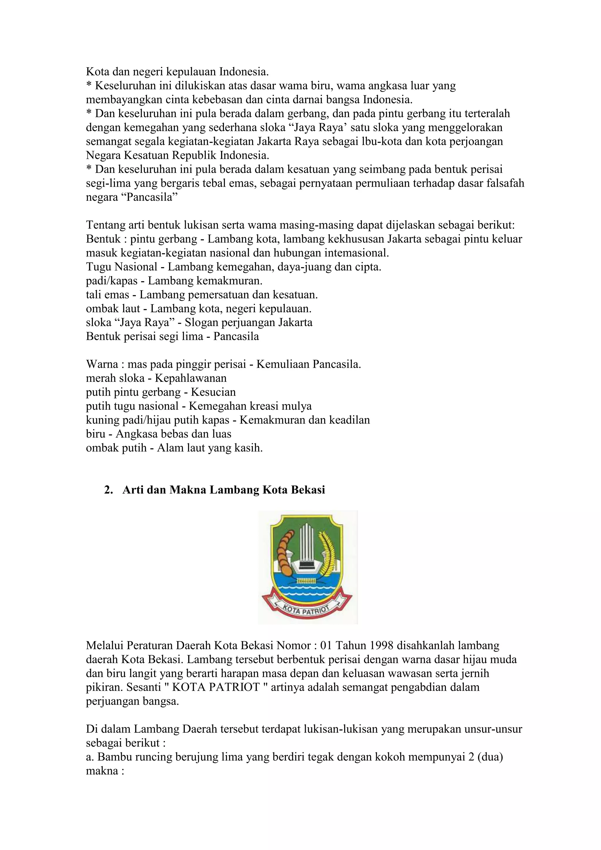 Arti dan lambang provinsi dki jakarta | DOCX