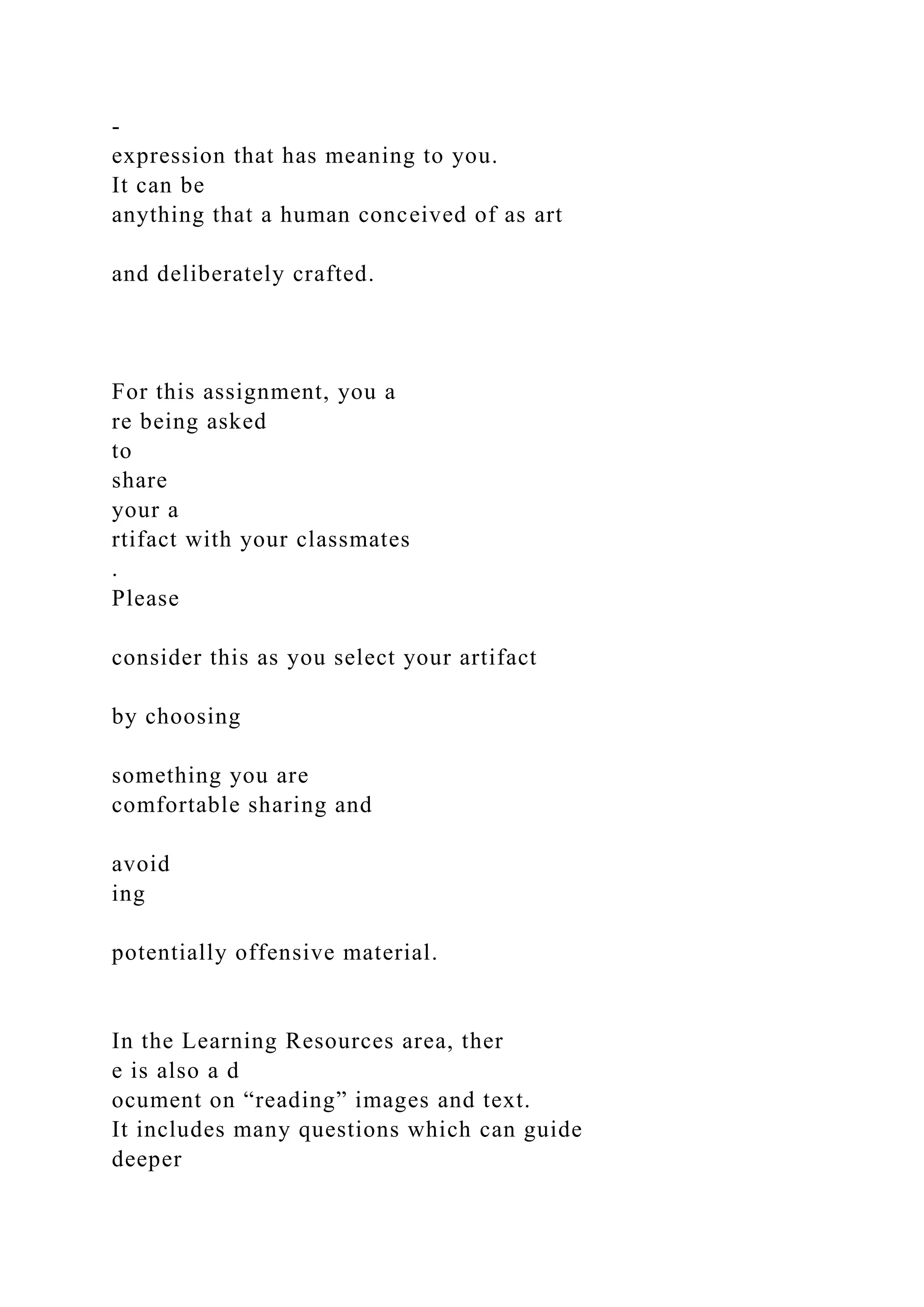 Artifact Analysis WorksheetAn artifact is something made by a hu.docx