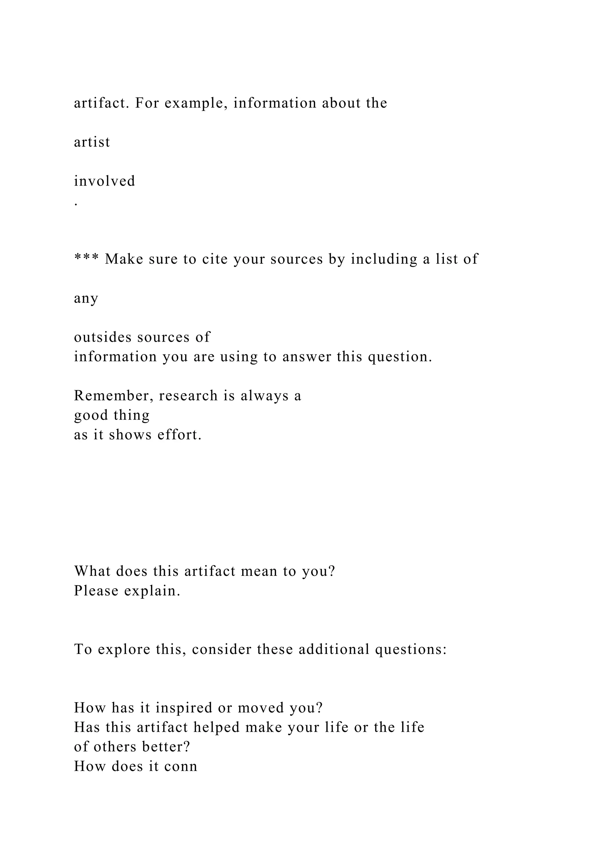 Artifact Analysis WorksheetAn artifact is something made by a hu.docx