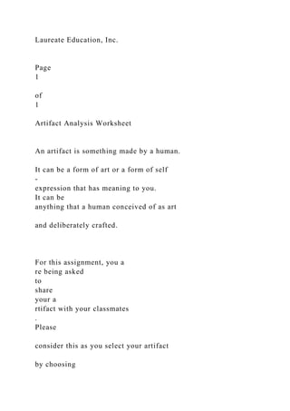 Artifact Analysis WorksheetAn artifact is something made by a hu.docx