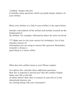 Artifact Analysis WorksheetAn artifact is something made by a hu.docx