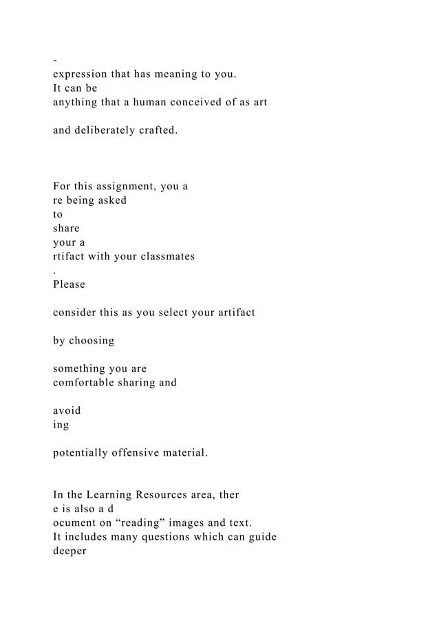 Artifact Analysis WorksheetAn artifact is something made by a hu.docx