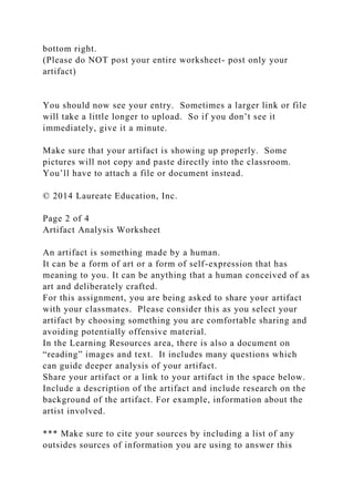 Artifact Analysis WorksheetAn artifact is something made by a hu.docx ...