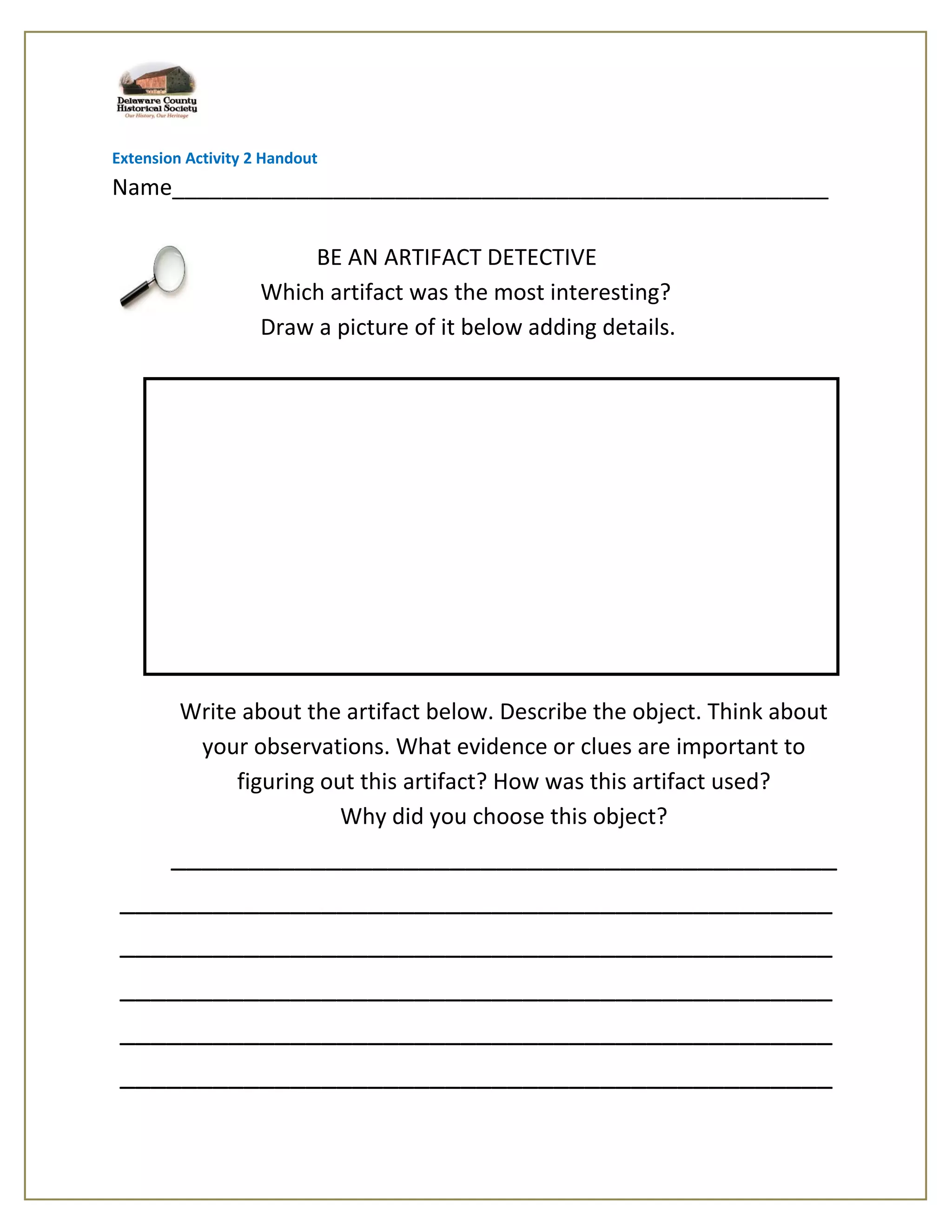 Artifact lesson plan gr. 1a | PDF