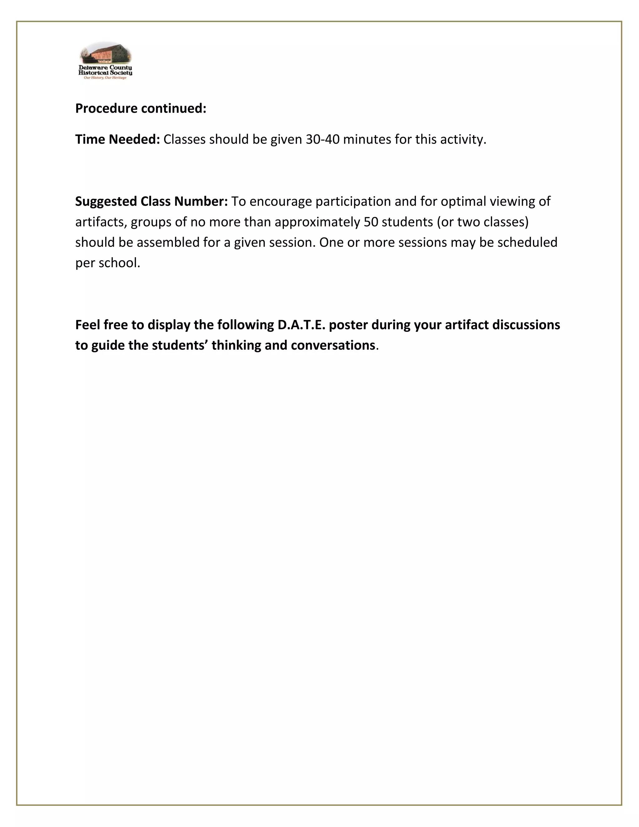 Artifact lesson plan gr. 1a | PDF