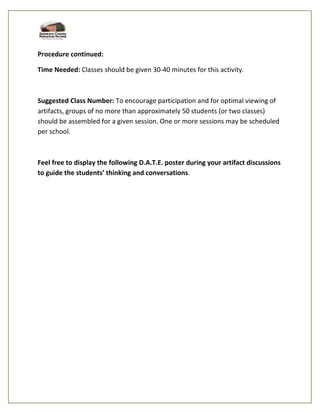 Artifact lesson plan gr. 1a | PDF