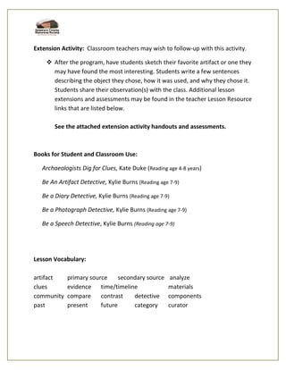 Artifact lesson plan gr. 1a | PDF