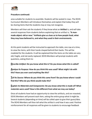 Artifact Lesson Plan Grade 2 | PDF