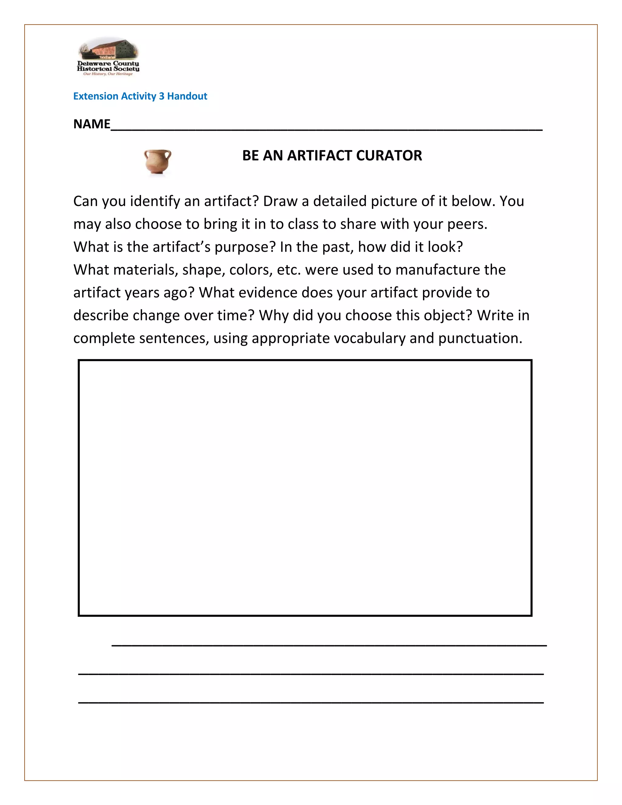 Artifact Lesson Plan Grade 3 | PDF