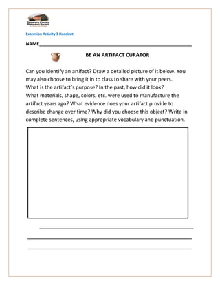 Artifact Lesson Plan Grade 3 | PDF
