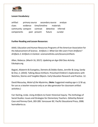 Artifact Lesson Plan Grade 3 | PDF