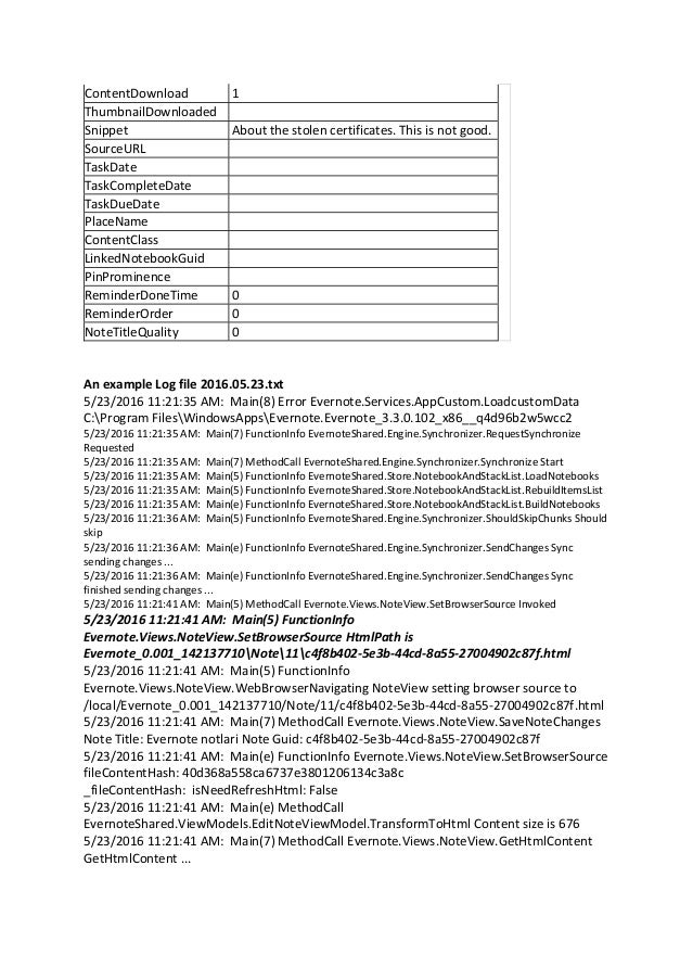 Evernote Touch App Artifact Report