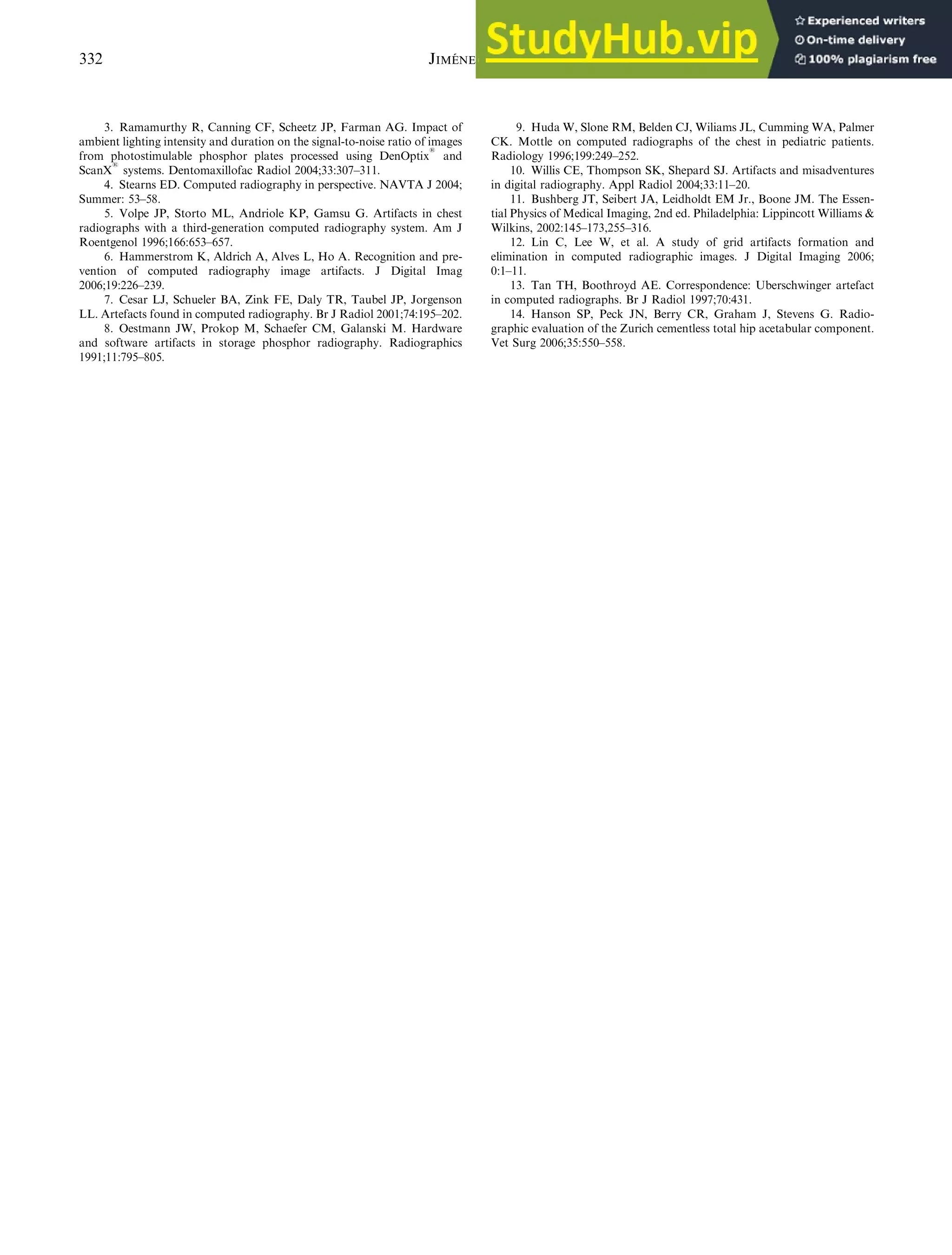 Artifacts In Digital Radiography | PDF