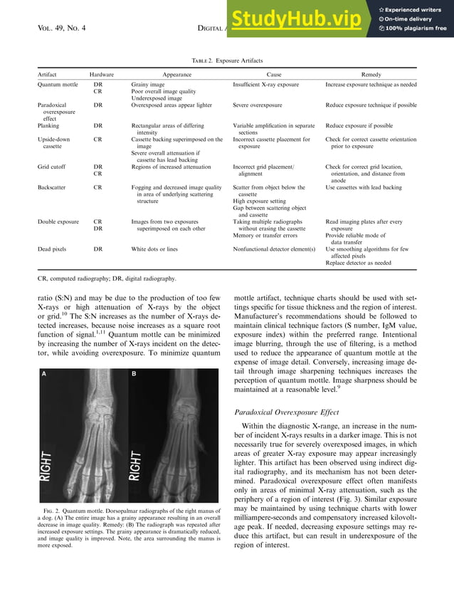Artifacts In Digital Radiography | PDF