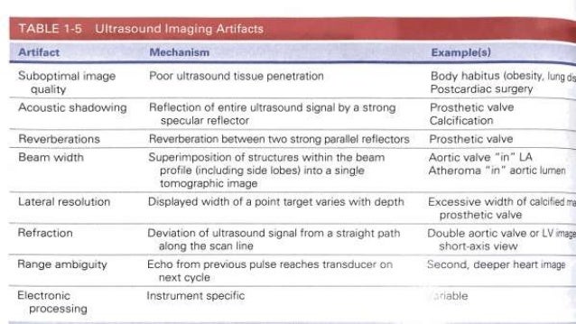 Artifacts in echocardiography