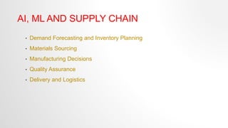 Role of artificial intelligence, machine learning in supply chain ...