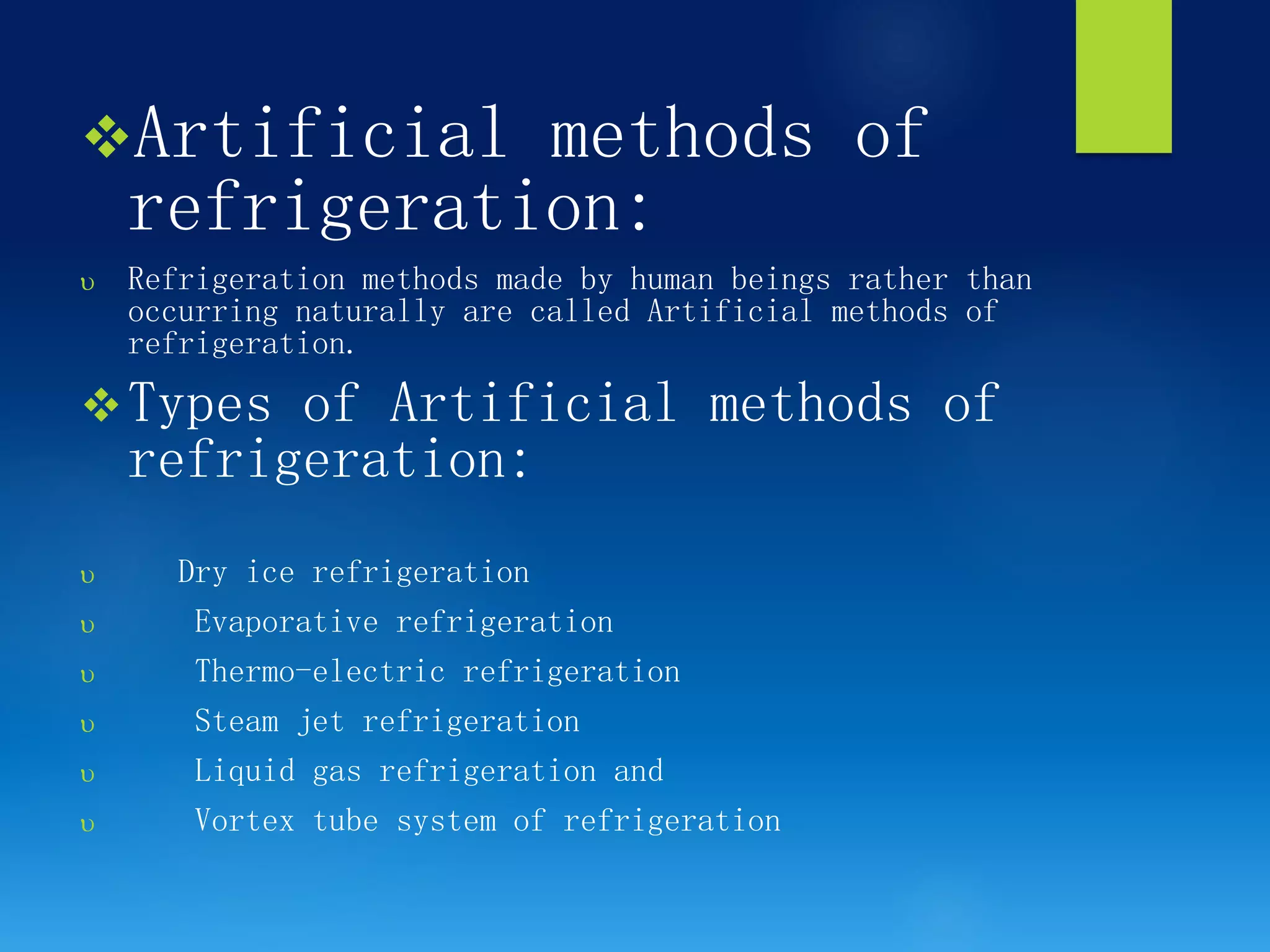 Artifical method of Refrigeration | PDF