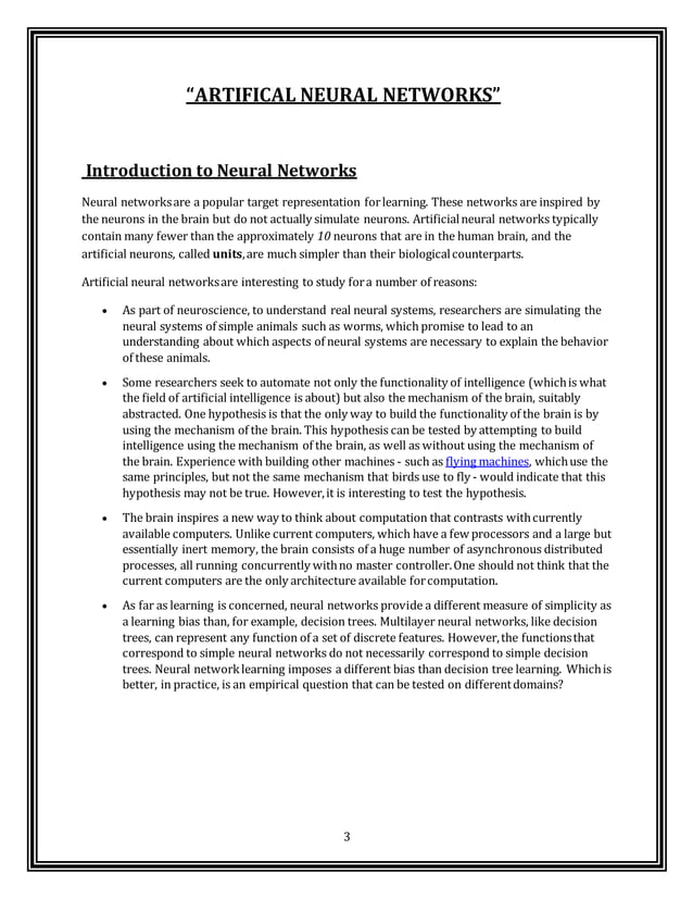 Artifical neural networks | DOCX | Internet | Computing