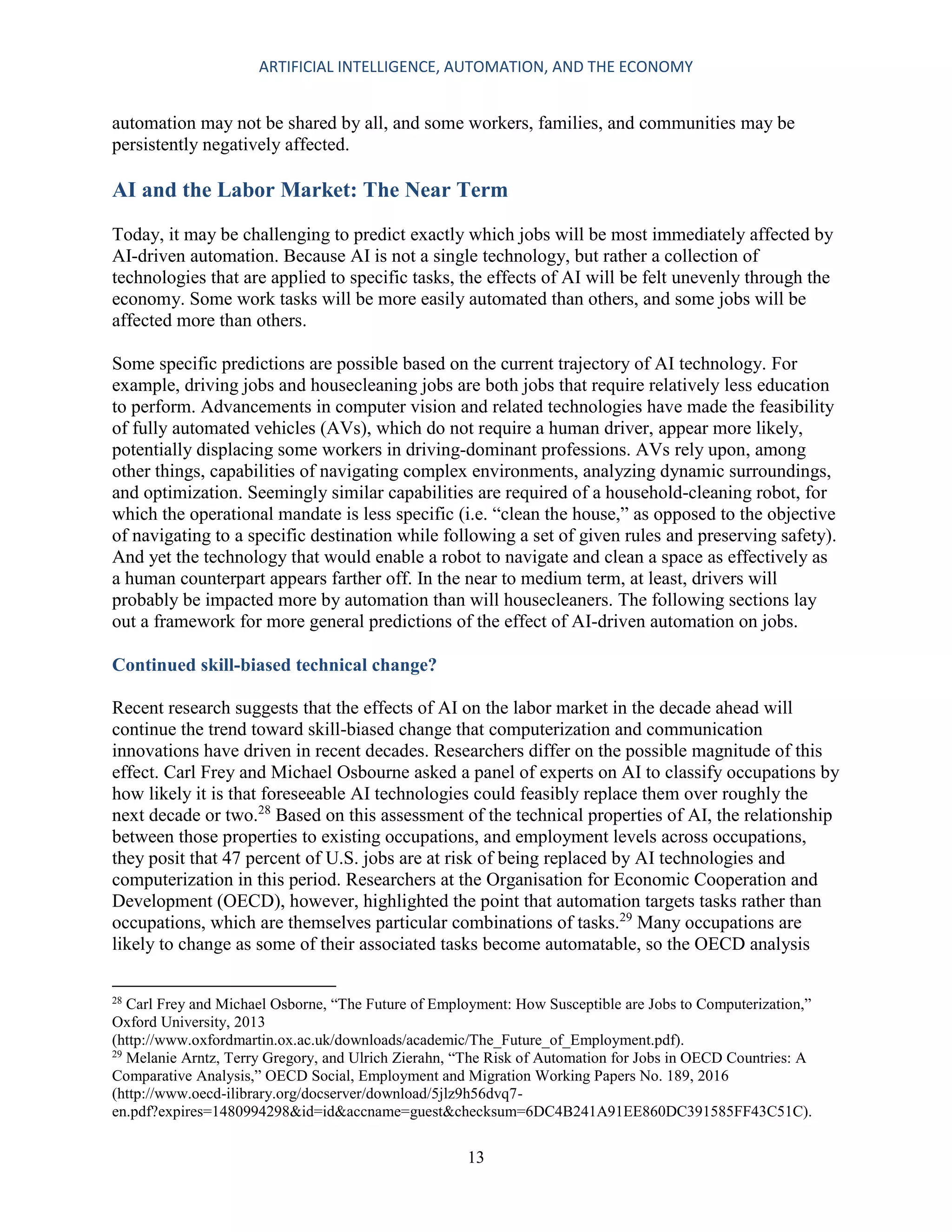 Artificial Intelligence Automation Economy | PDF