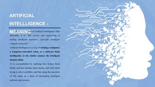 An Overview of Artificial intelligence (Part 1) | PPTX