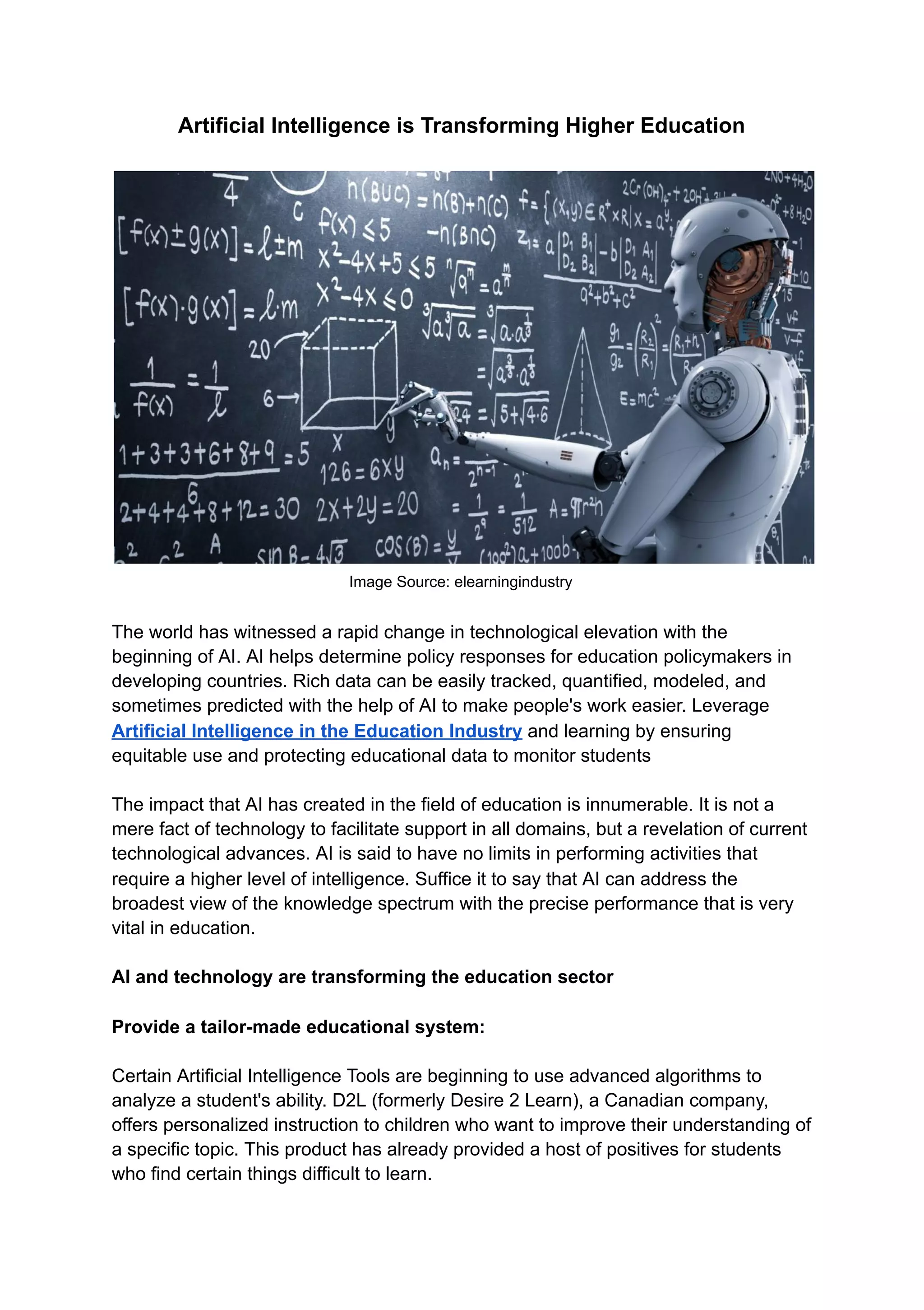 Artificial intelligence is transforming education | PDF