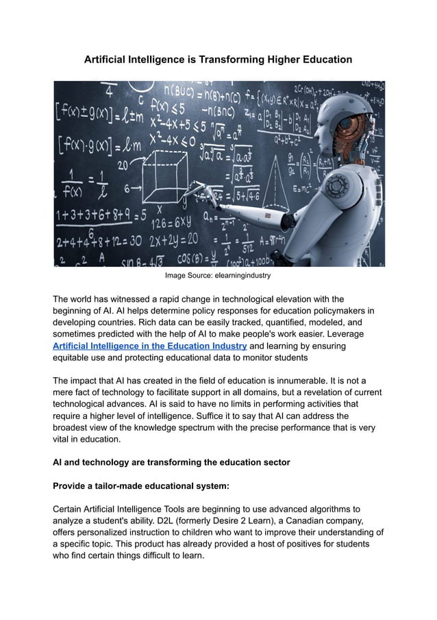 Artificial intelligence is transforming education | PDF
